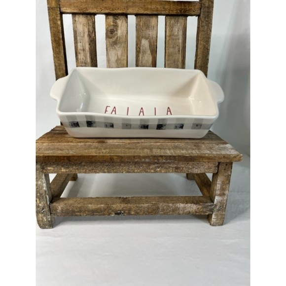 Rae Dunn | Holiday | Rae Dunn Fa La La Wavy Loaf Pan With Plaid Trim ...
